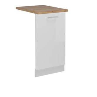 Vicco Geschirrsp&uuml;lblende R-Line, Geschirrsp&uuml;ler Frontt&uuml;r, Wei&szlig; Hochglanz, 45 cm, AP Eiche