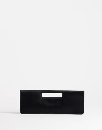 Topshop Giavanna Handtasche aus Echtleder in mittlerer rechteckiger Form in Schwarz