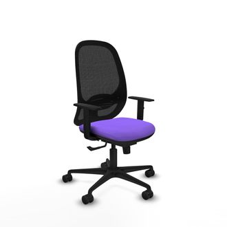 Piqueras y Crespo Stuhl zur Lendenverstellung mit 1D-Armlehnen. Ausgestattet mit 3 Positionen und Schneideschaum. Mit Rollen von 65 mm Nylon. Schwarz/Lila