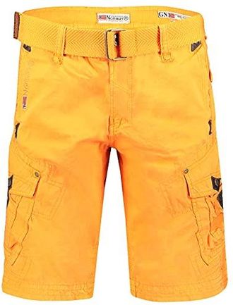 Geographical Norway Peanut Men - Bermuda Homme Casual Coton - Short Hommes Sport Cargo - Bermudas Respirant Décontracté Chino - Shorts Court A Ceinture - Coupe Normale Co