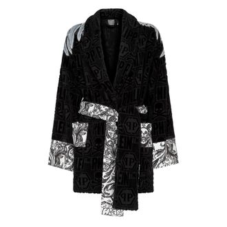 Philipp Plein Silver Eagle Kurzer Bademantel - - Nightwear & Lounge - Damen - Schwarzk - S/M