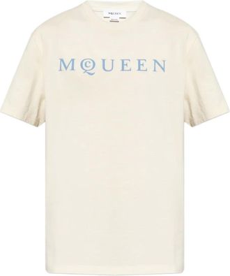 Alexander McQueen logo-print T-shirt - Nude