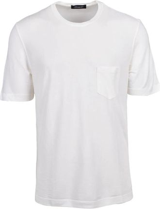 Drumohr Homme, Tops, Blanc, Taille: L T-Shirt Col Rond