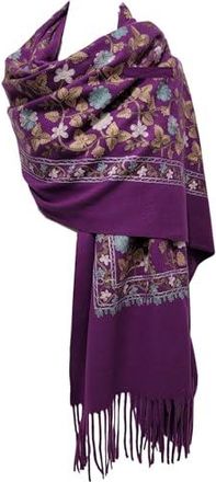 GFM Ch&acirc;le Style Pashmina Texture Cachemire Brod&eacute; - Automne-Hiver - Saint Valentin F&ecirc;te des M&egrave;res No&euml;l (EMBSHL-AA), 1 violet., L