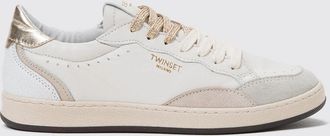 Twinset Low-Top-Sneaker aus Glatt- und Veloursleder mit Schriftzug-Logo