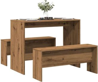 vidaXL Ensemble table &agrave; manger et bancs 3 pcs bois ding&eacute;nierie - Vidaxl