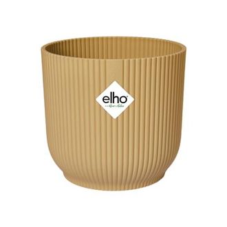 ELHO Vibes Fold Rund 14 Pflanzentopf - Blumentopf f&uuml;r Innen - 100% recyceltes Plastik - &Oslash; 14.1 x H 12.9 cm - Gelb/Buttergelb