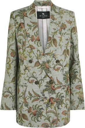 Etro Doppelreihige Jacke mit Blumenmuster - Gr&uuml;n