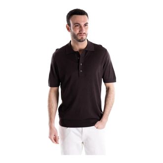 Paolo Pecora Homme, Tops, Brun, Taille: XL Polo en soie et coton