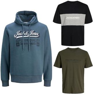 Jack & Jones Homme - Lot de 3 pi&egrave;ces Big Size - Sweat &agrave; capuche Pullover T-shirt Grandes tailles Plus Size 3XL 4XL 5XL 6XL 7XL 8XL zr99a, 6XL