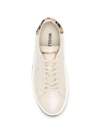 Woolrich Leopard Print Leather Sneaker - Cream