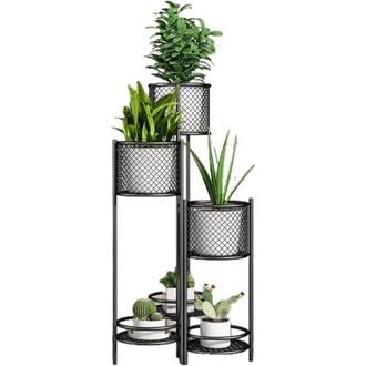 Generic Porte Plantes Fer Forg&eacute;, &Eacute;tag&egrave;re Plante M&eacute;tallique De 4 Niveaux Escalier for Plantes Fleurs Rotative Id&eacute;al for Maison Balcon Jardin Charge Max 20kg(Bl