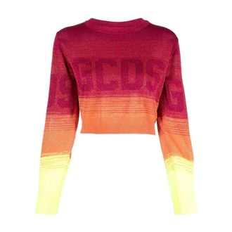 GCDS Rosa Lurex Cropped Sweater - - Knitwear - Damen - Rosa - M