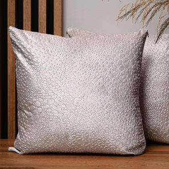 MG Design 2er Set Kissenbez&uuml;ge 50 x 50 cm in Creme- mit Rei&szlig;verschluss, Samt mit Tropfenpr&auml;gung, sanfter Griff & pflegeleicht