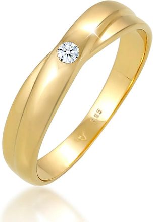 Elli Ringe - Ring Wickelring Solitär Diamant (0.03 ct.) 585 Gel - Gr. 52 MM - in Gold - für Damen