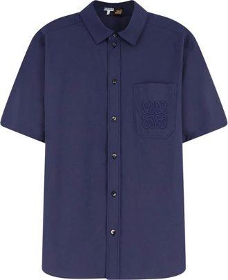 Loewe Homme, Chemises, Bleu, Taille: XL Chemise &agrave; manches courtes brod&eacute;e Anagram