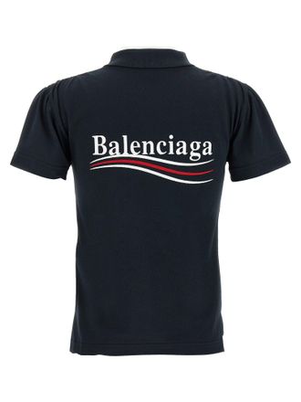 Balenciaga Logo-Embroidered Piqu&eacute; Polo Shirt - Black