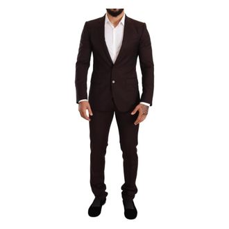 Dolce & Gabbana Bordeaux Gestreifter Martini Anzug - - Suits - Herren - Rot - S