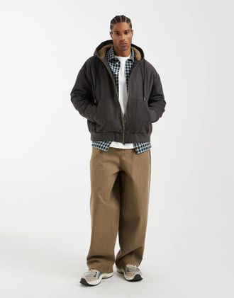 Redefined Rebel Veste oversize coupe carr&eacute;e avec doublure en imitation peau de mouton - Anthracite-Gris