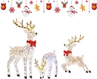 Generic Leuchtendes Rentier - Rentier-Familien-Weihnachtsdekoration, 3 St&uuml;ck Realistische LED-Festbeleuchtung, Winter-Hirschlichter | F&uuml;r Den Innenbereich, Zu