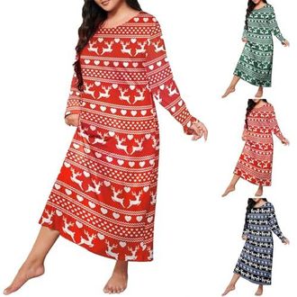Generic chemises de nuit de No&euml;l pour femmes uk grande taille, Chemises de nuit et nuisettes pour femmes, V&ecirc;tements de nuit d&eacute;contract&eacute;s &agrave; manches longues Con