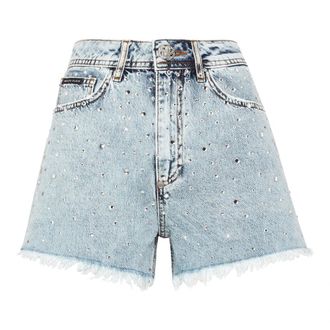 Philipp Plein Denim Hot Pants Crystal Rain - - Shorts - Damen - Blau - W25