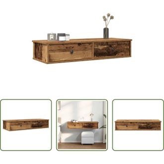 vidaXL Schubladenregal - Wandregal mit Schubladen Altholz-Optik 100x37,5x19 cm