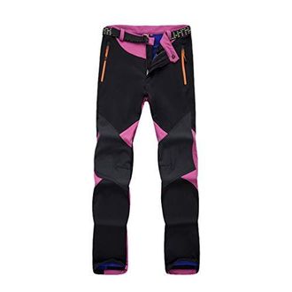 LaoZan Unisex Imperm&eacute;able Pantalon Softshell Chaud Pantalon Randonn&eacute;e Thermique Montagne Camping Pantalon de Ski Doubl&eacute; en Polaire Synth&eacute;tique (Violet(Femme)