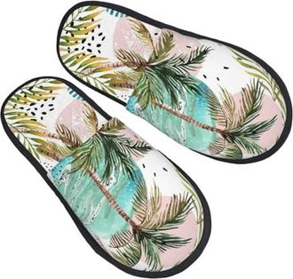 Generic Pantoufle Maison Feuilles De Palmier Tropicales DHawa&iuml; Hiver Pantoufles Antid&eacute;rapantes Hiver Chaussures Chaudes Doux Chaussons Maison Pour Salon Chamb