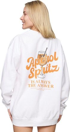 Worldclassca Sweatshirt Worldclassca Oversized Sweatshirt Aperol Spritz Print Langarm Pullover PRINT APEROL SPRITZ IS ALWAYS THE ANSWEAR