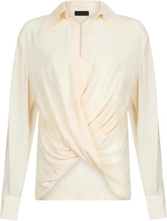 Liu Jo Femme, Blouses et Chemises, Beige, Taille: 38 FR Blouse en cr&ecirc;pe de chine