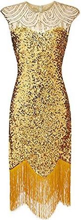 Generic 1920 Flapper Robe Charleston &agrave; Sequins Robe soir&eacute;e Frange Paillett&eacute;e Style ann&eacute;es 20 pour Party, Bal, Soir&eacute;e, Cocktail, Gatsby