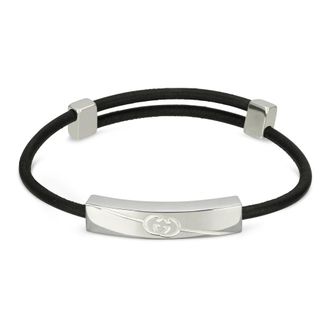 Gucci Tag Armband aus Sterlingsilber und Leder mit Logo - - Accessories - Damen - Grau - ONE SIZE