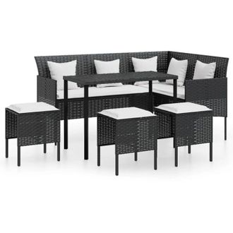 vidaXL Ensemble de canap&eacute;s en l 5pcs avec coussins r&eacute;sine tress&eacute;e noir Vidaxl