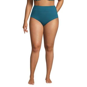 Lands End Bikinihose zum Umschlagen, High Waist,, Damen, Gr&ouml;&szlig;e:52 plus, Blau, Elasthan/Nylon-Mischung, by Lands End