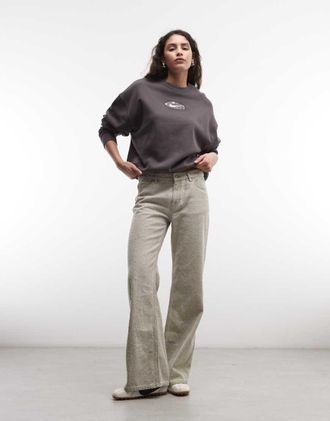 Nike Studio Fleece Oversize-Sweatshirt mit Grafikprint in Grau