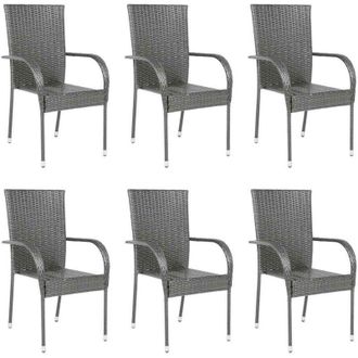 vidaXL Vidaxl - Chaises empilables dext&eacute;rieur lot de 6 Gris R&eacute;sine tress&eacute;e