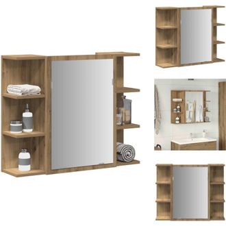 vidaXL Armoire &agrave; miroir de salle de bain ch&ecirc;ne artisanal 80x20,5x64 cm - Armoire &agrave; Miroir - Armoires &agrave; Miroir - Placard &agrave; Miroir - Armoire &agrave; Maquillage Avec