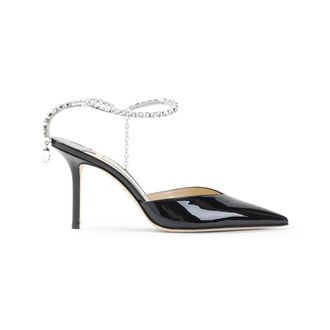Jimmy Choo London Hohe Schuhe - Crystal-Embellished Ankle Strap Patent Leather Pum - Gr. 36,5 (EU) - in Rot - f&uuml;r Damen