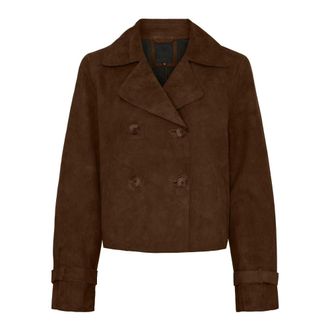 Notyz Notyz - Trench court en daim - Femme - Vestes - Brun - Taille: 36 FR