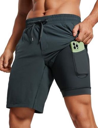 CRZ YOGA Short Running Homme avec Doublure - 18 cm Mélanite L