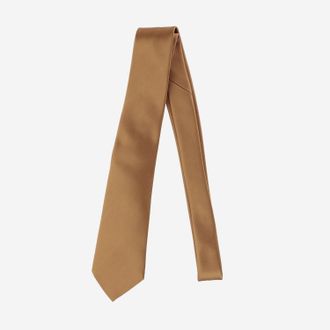 Saint Laurent Mens Silk Satin Tie Light Brown Ties & Bow