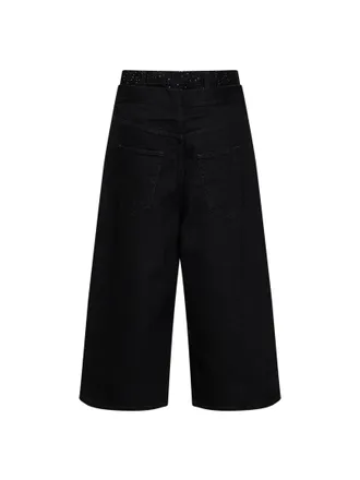 The Attico Womens Jeans Double-Waistband Black Cotton