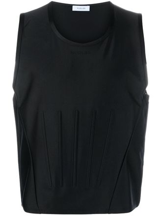 MUGLER haut sans manches &agrave; encolure ronde - Noir