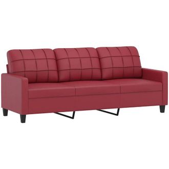 vidaXL 3-Sitzer-Sofa Weinrot 180 cm Kunstleder Vidaxl