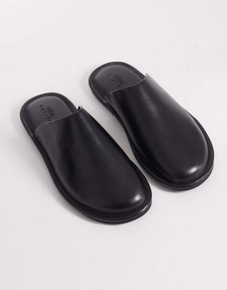 Asos Pantoletten aus Leder in Schwarz