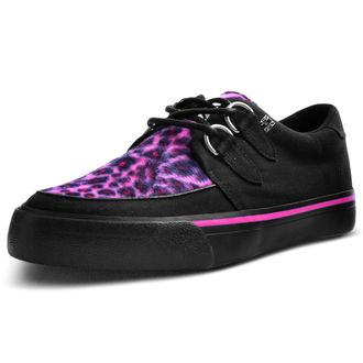 T.U.K. Vegan Creeper Sneaker - Herren & Damen Schuhe - Farbe Black Pink Canvas & Leopard Print - Puck, Goth und Rocker Style Leder und Wildleder Schnürschuhe