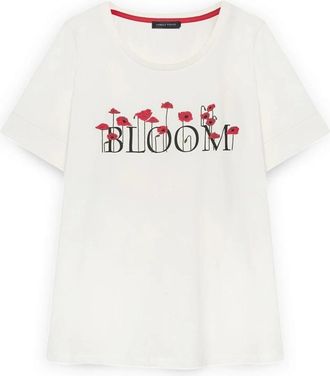Fiorella Rubino Femme, Tops, Blanc, Taille: 46 FR T-Shirt en coton avec imprim&eacute; Bloom
