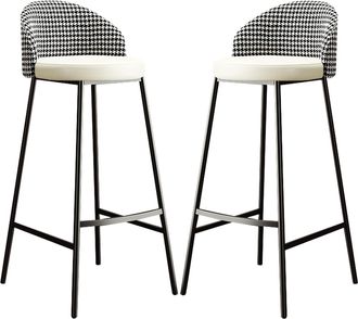 Generic Barhocker, Barhocker in Tresenh&ouml;he aus Kunstleder mit niedriger R&uuml;ckenlehne und Fu&szlig;st&uuml;tze, K&uuml;cheninsel-Barhocker, einfache Montage, 66/76 cm