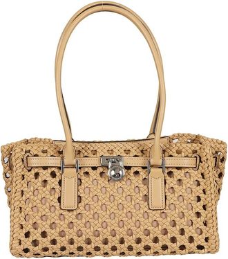 Michael Kors Femme, Sacs, Brun, Taille: ONE Size Hamilton Moderne Small Hand-Woven Satchel